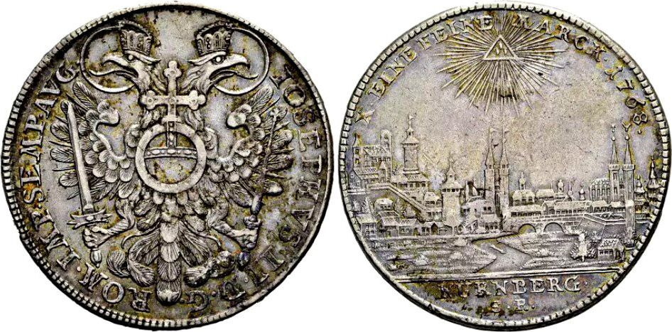 1 Thaler 1768 Nurnberg Aunc Silver City View Coin Germany Taler Rare | MA-Shops