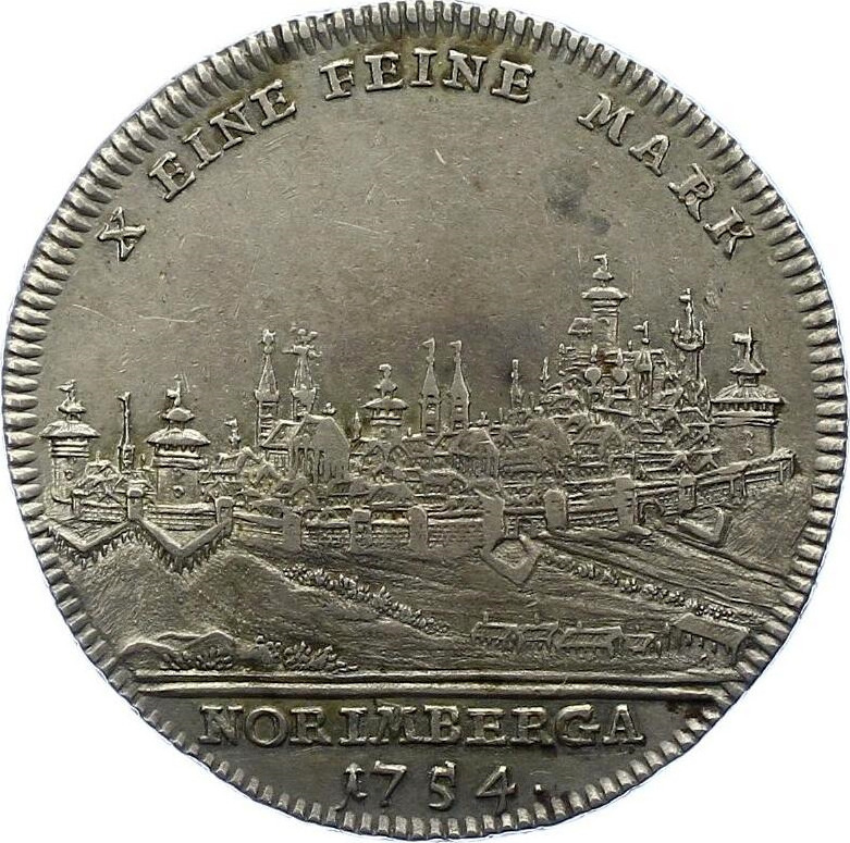1 Thaler 1754 Nurnberg GGL Aunc Silver City View Coin Germany Taler Rare | MA-Shops