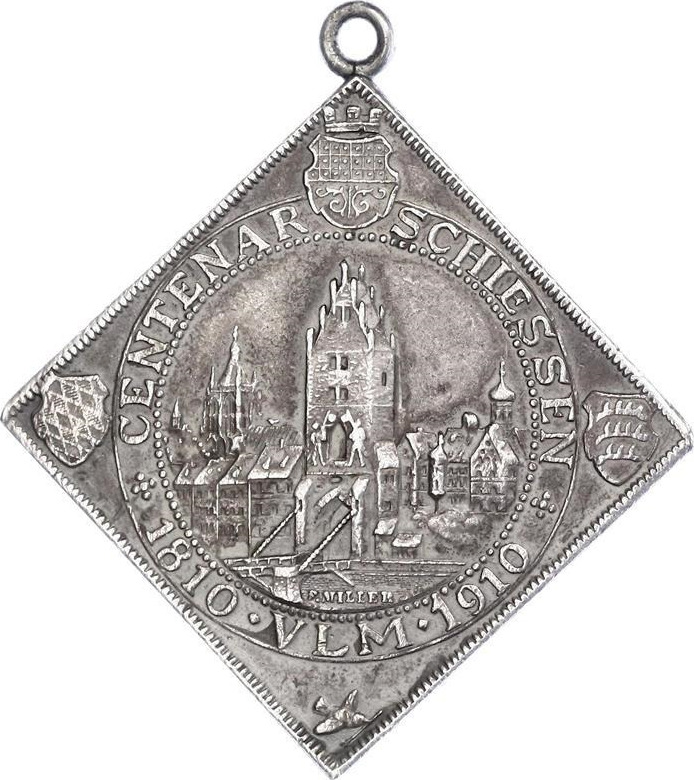 Medal 1910 Ulm Shooting Silver Unc City View Klippe Germany Very Rare ...