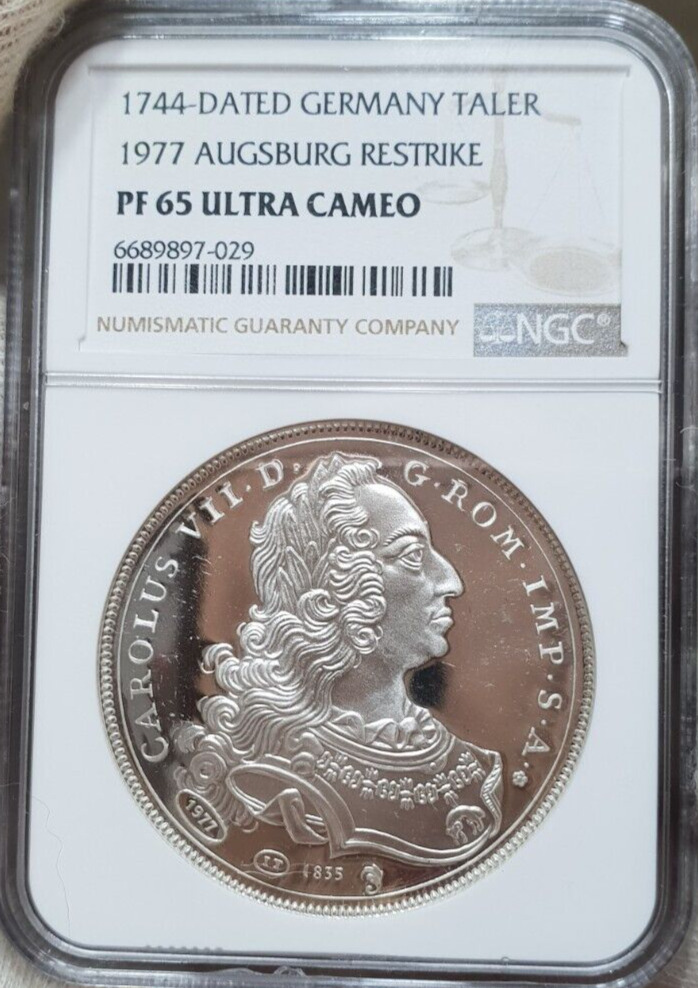 Taler NGC Augsburg 1744 1977 PF65 UC Cameo Silver City View Official ...