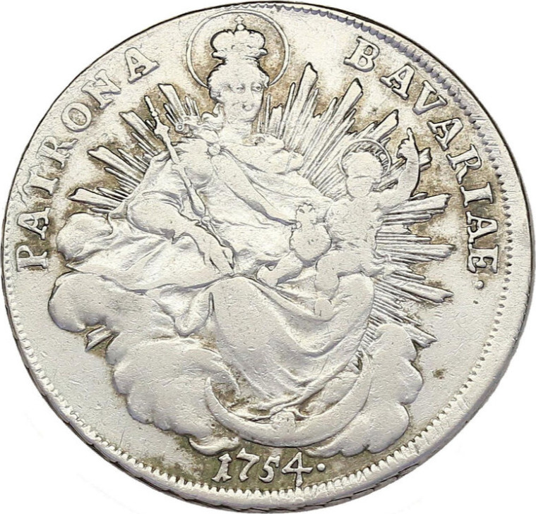 1 Thaler 1754 Bavaria Silver Coin Madonna and Child Germany | MA-Shops