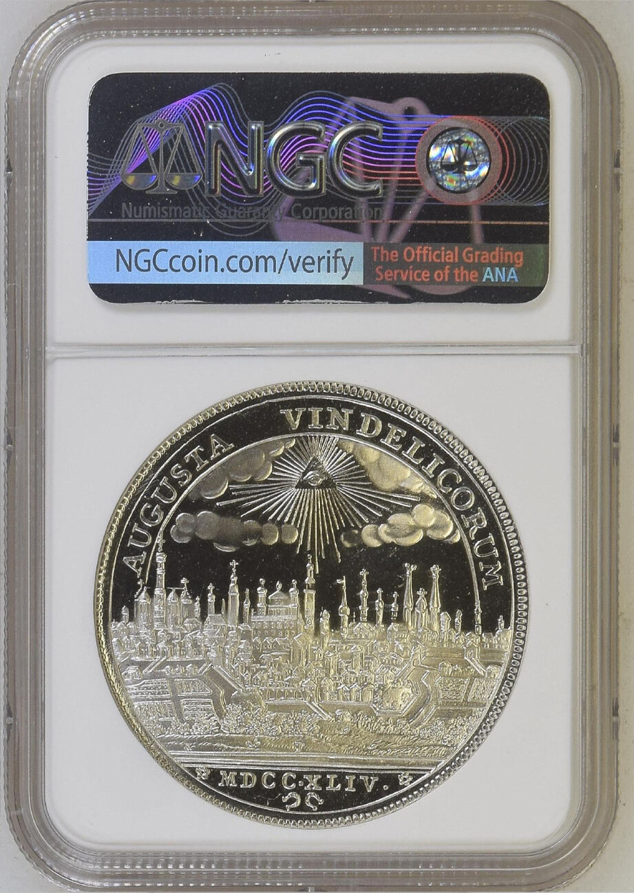 Taler NGC Augsburg 1744 1977 PF65 UC Cameo Silver City View Official ...