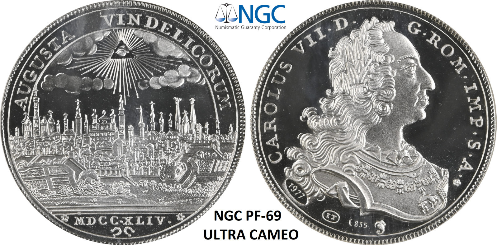 Taler NGC Augsburg 1744 1977 PF69 UC Silver City View OfficialRestrike ...