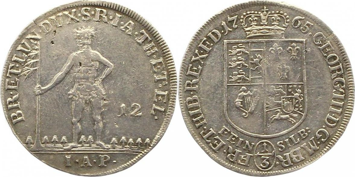 1/3 Taler 1765 Braunschweig Calenberg Hannover Giant Wildman Rare Type ...