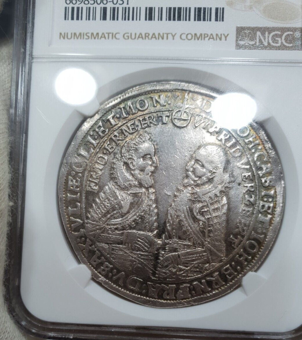 58 1 Taler 1618 NGC Saxe Old Gotha AU- Silver Knight Rider Coin Germany ...