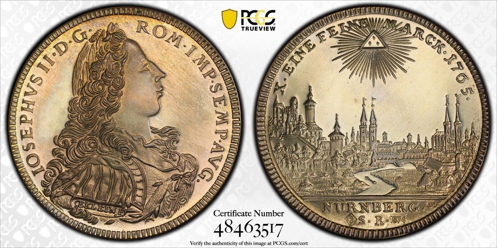 Thaler PCGS Nurnberg 1765 1974 SP65 Silver City View Official Restrike Germany | MA-Shops