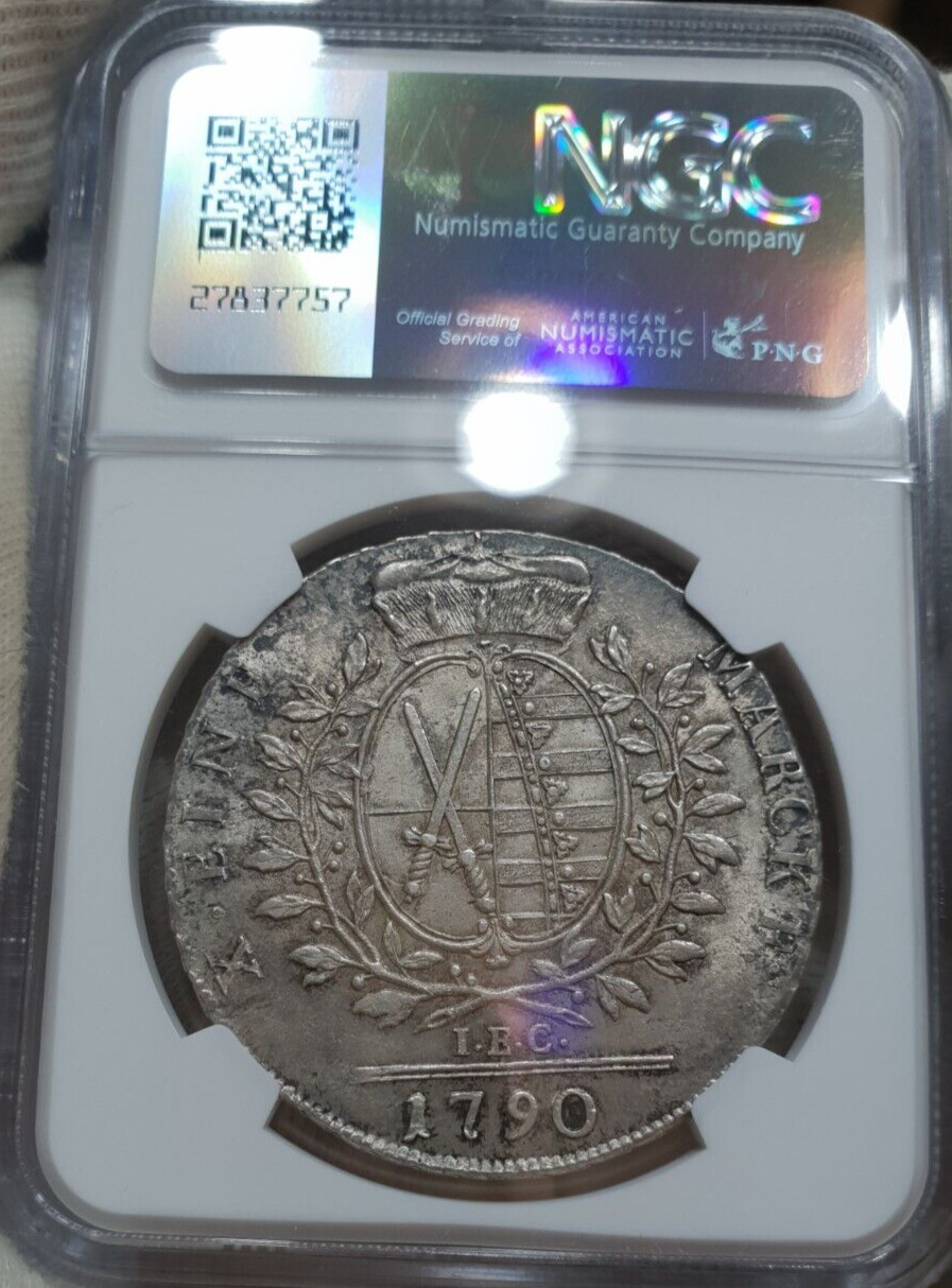 1 Thaler 1790 NGC Saxony MS 62+ Silver Coin Germany RARE Grade | MA-Shops