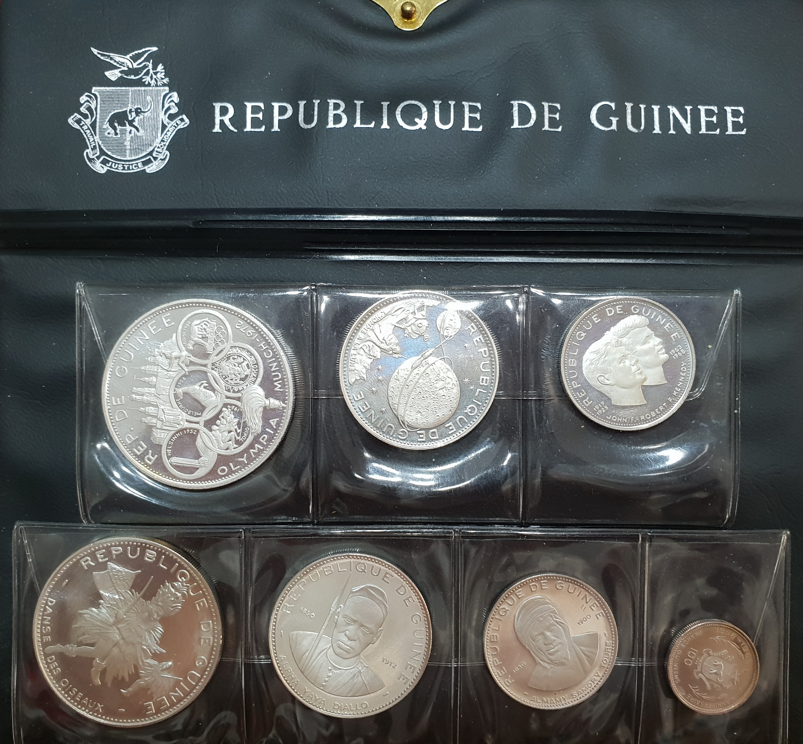 1969 Guinea Proof Silver 7 Coins Set Rare Coa + Case PP | MA-Shops