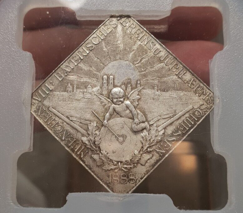 Medal 1888 PCGS Munich SP-63 Proof Silver City View Klippe Bavaria ...