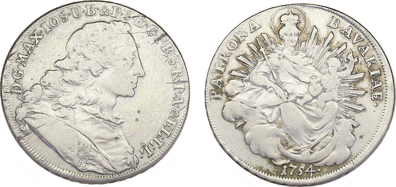1 Thaler 1754 Bavaria Silver Coin Madonna and Child Germany | MA-Shops