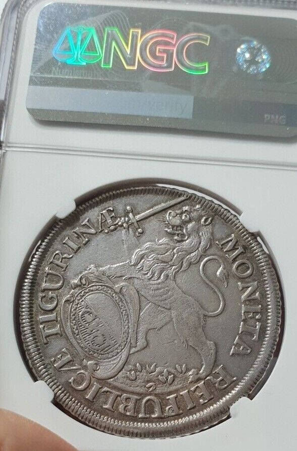 55 1 Thaler 1761 NGC Zurich AU- City View Silver Aunc Coin Switzerland ...