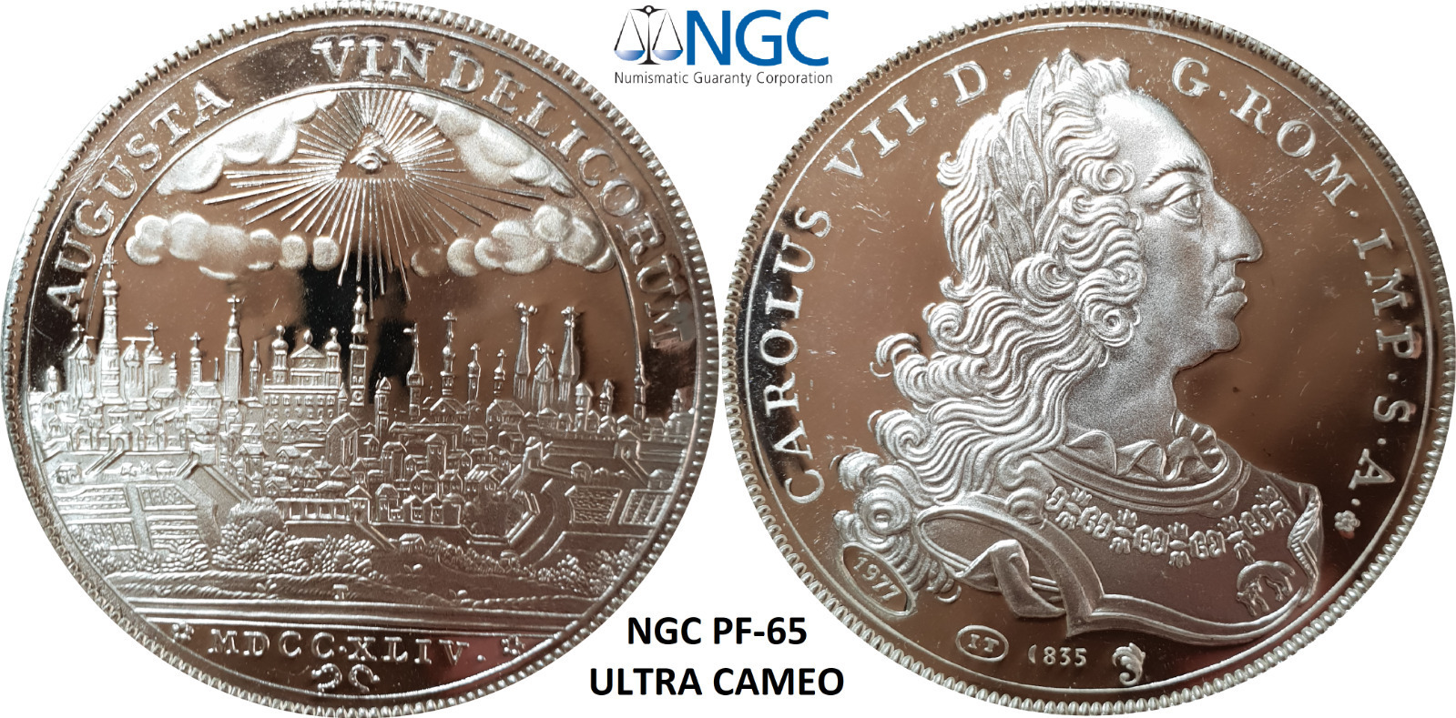 Taler NGC Augsburg 1744 1977 PF65 UC Cameo Silver City View Official ...