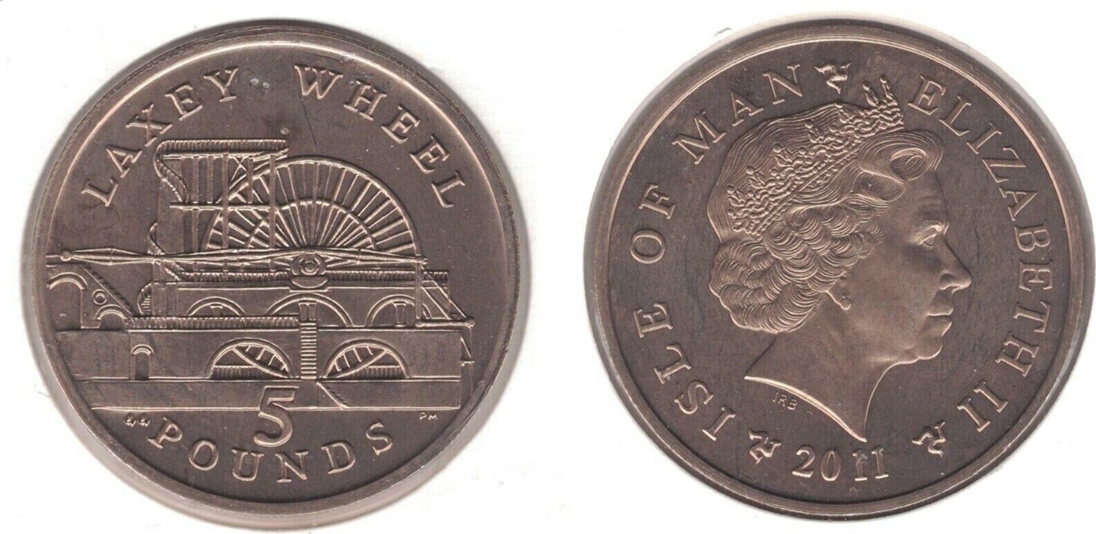 5 POUNDS 2011 ISLE OF MAN RARE VIRENIUM £5 UNC COIN YEAR KM#1261 LAXEY ...