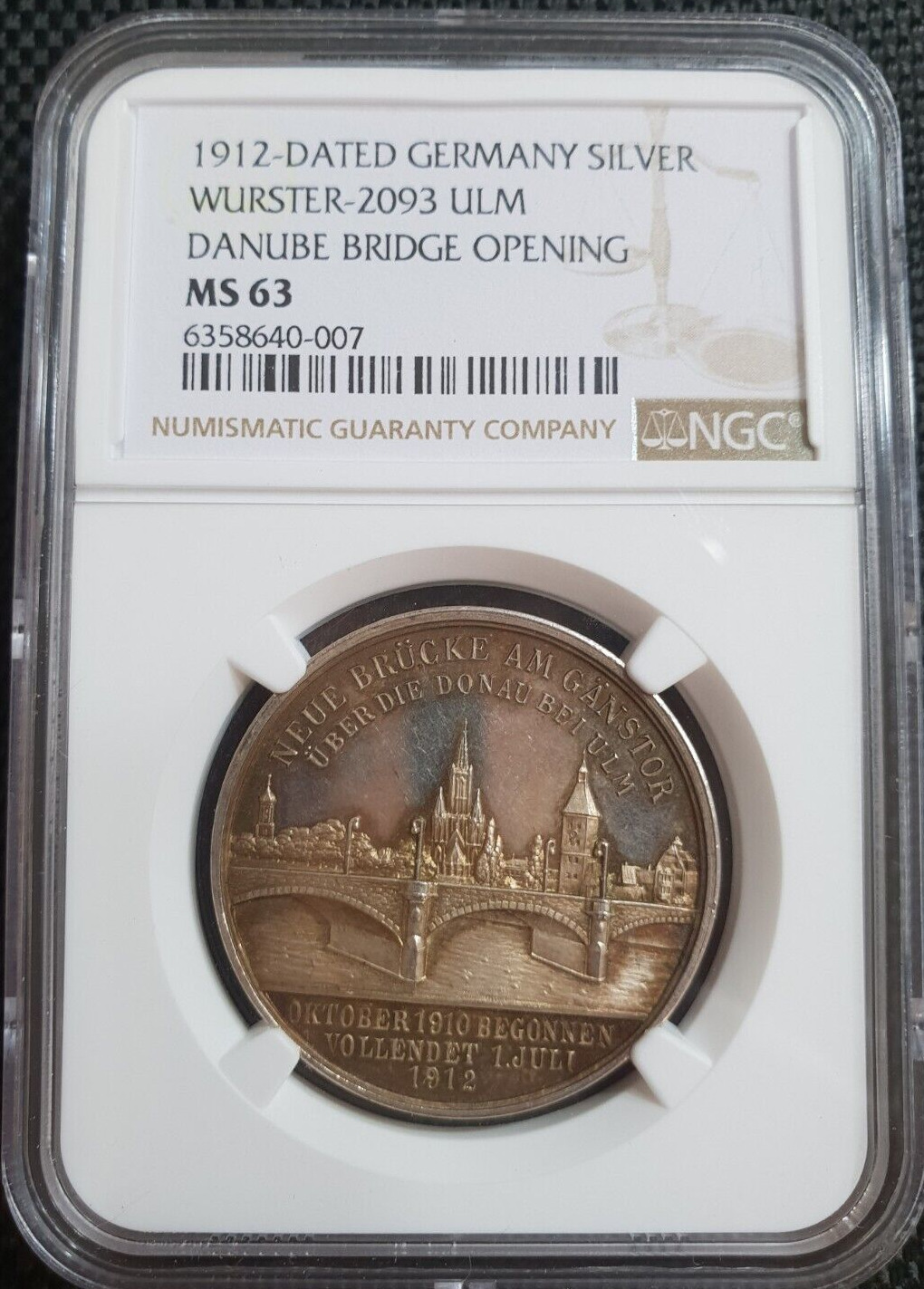 Medal 1912 NGC Ulm MS 63 Silver City View Germany Very Rare | MA-Shops