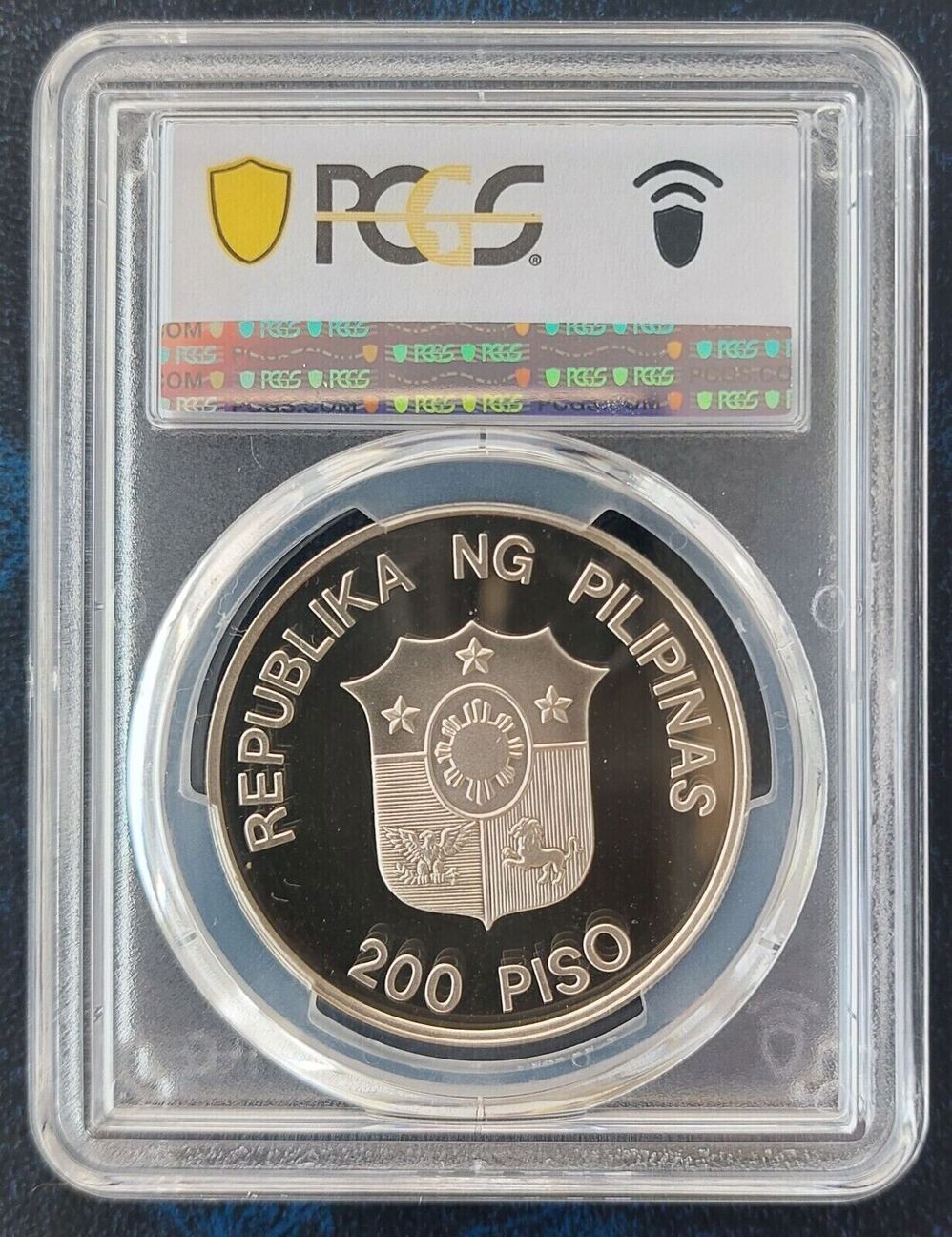200 PISO 1987 PHILIPPINES SILVER proof COIN KM#248 BUFFALO WWF PCGS ...