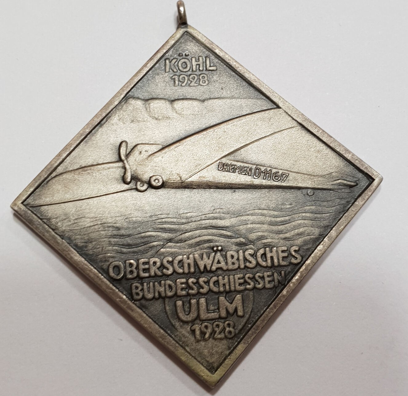 Medal 1928 Ulm Shooting Silver Unc City View Rare Klippe Air Plane ...