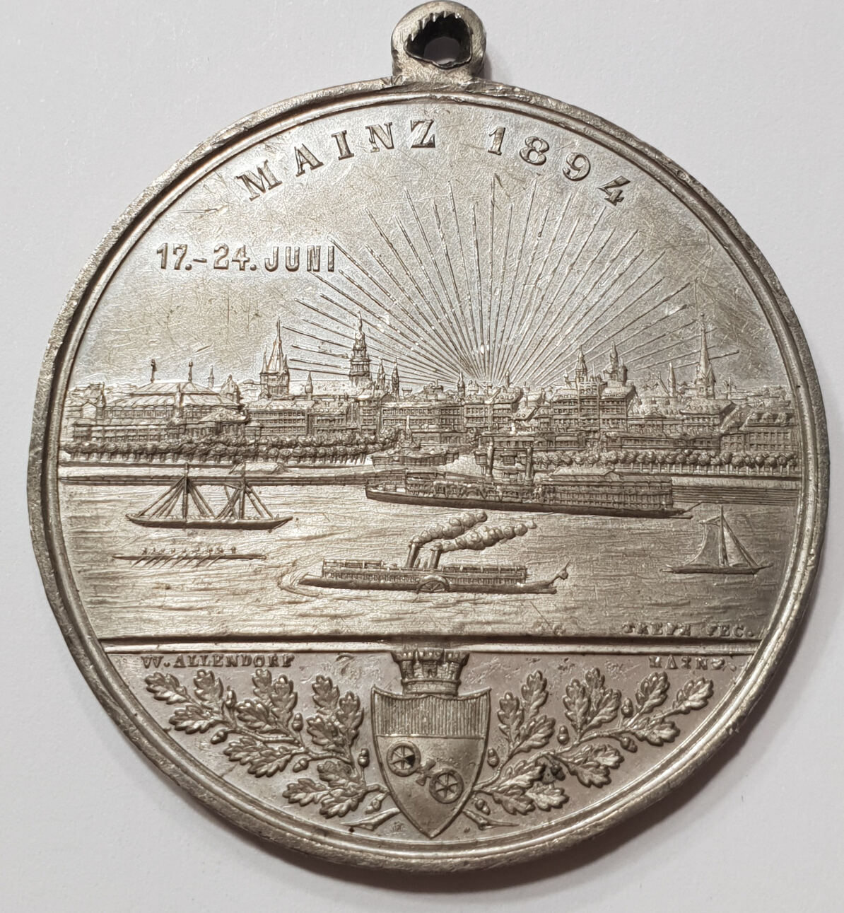 Medal 1894 Mainz Shooting Unc Aluminum City View Ship Germany German ...