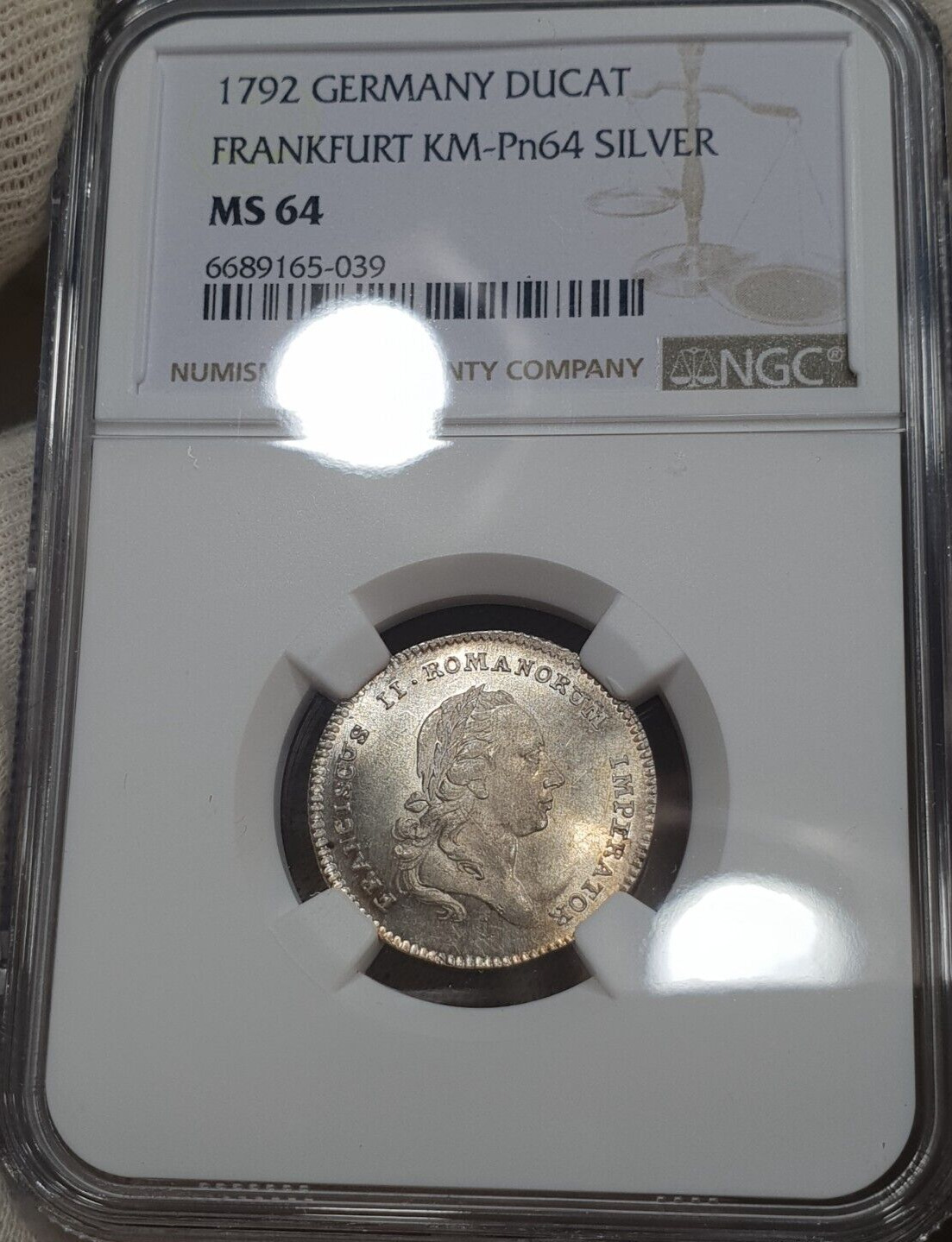 Ducat 1792 NGC Frankfurt MS-64 Silver Coronation Pattern Coin German ...