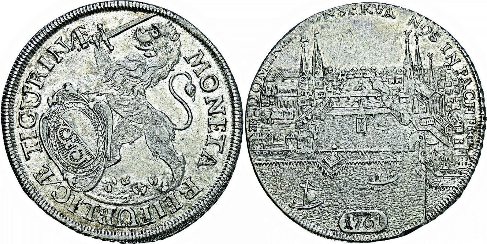 1 Taler 1761 Zurich Silver Aunc-Unc City View Thaler Switzerland | MA-Shops