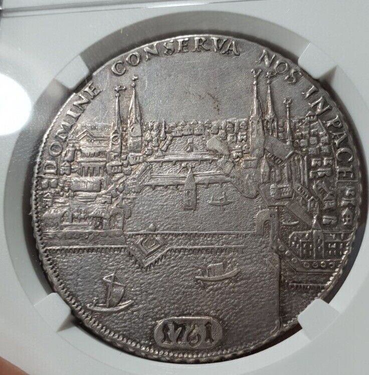 55 1 Thaler 1761 NGC Zurich AU- City View Silver Aunc Coin Switzerland Rare | MA-Shops