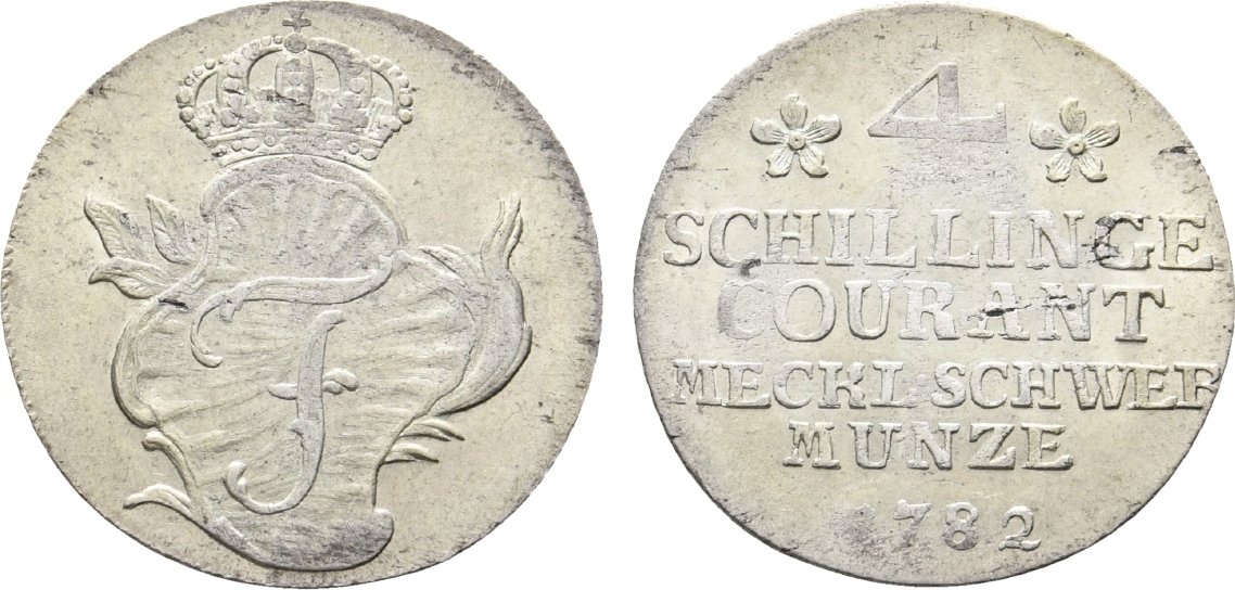 Mecklenburg-Schwerin 4 Schilling 1782 Schwerin Friedrich 1756-1785 Kl. Schrötlingsfehler, fast ...