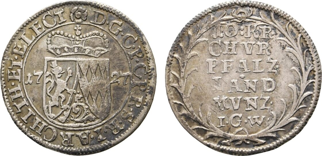 Pfalz, Kurlinie 10 Kreuzer 1727 IGW Heidelberg Karl Philipp 1716-1742 ...