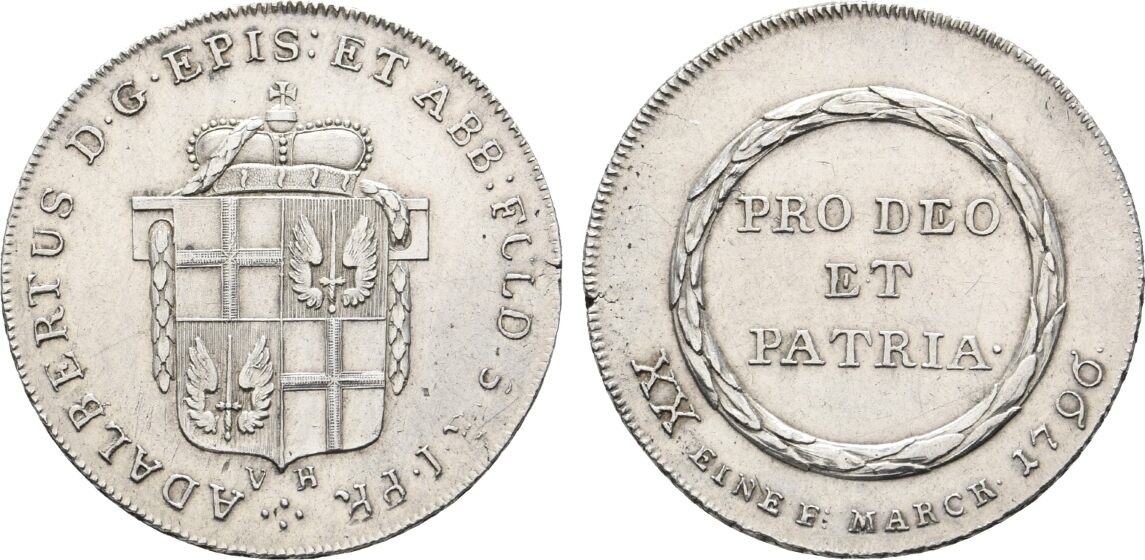 Fulda, Bistum 1/2 Taler 1796 Adalbert von Harstall 1788-1802 Kl ...