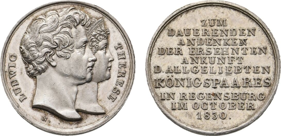 Bayern Kleine Medaille 1830 von Johann Jakob Neuss Ludwig I. 1825-1848 ...