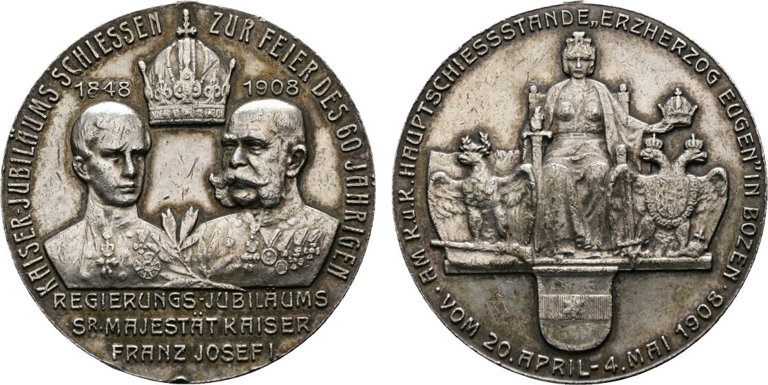 Haus Habsburg Medaille 1908 von Bruno Schneider Franz Joseph I. 1848 ...