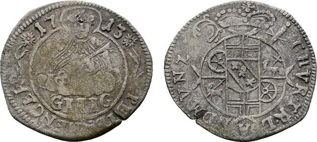 Trier, Erzbistum 3 Petermännchen 1713 GG Koblenz Karl von Lothringen ...