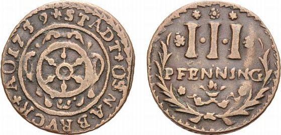Osnabrück, Stadt Cu 3 Pfennig 1759 Sehr schön | MA-Shops