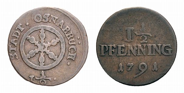 Osnabrück, Stadt Cu 1 1/2 Pfennig 1791 Etwas dezentriert, sehr schön ...
