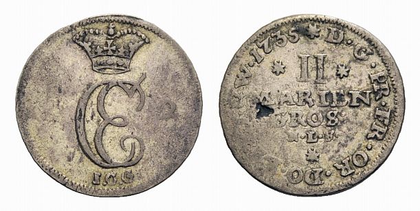 Ostfriesland 2 Mariengroschen 1735 ICG Esens Karl Edzard 1734-1744 Kl ...