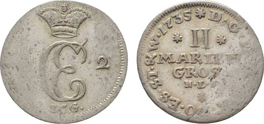 Ostfriesland 2 Mariengroschen 1735 ICG Esens Karl Edzard 1734-1744 ...