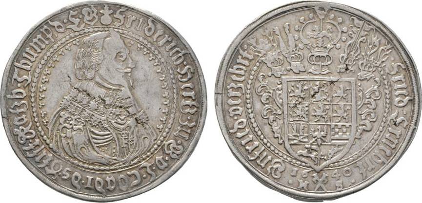 Braunschweig-Lüneburg-Celle Taler 1640 HS Clausthal Friedrich von Celle 1636-1648 Kl ...