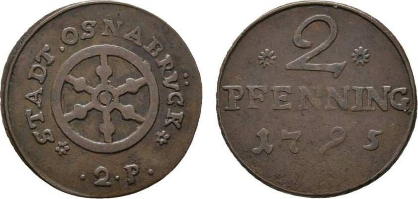 Osnabrück, Stadt Cu 2 Pfennig 1795 Sehr schön | MA-Shops