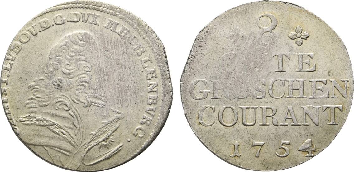Mecklenburg-Schwerin 8 Gute Groschen 1754 (geprägt 1760) Schwe ...