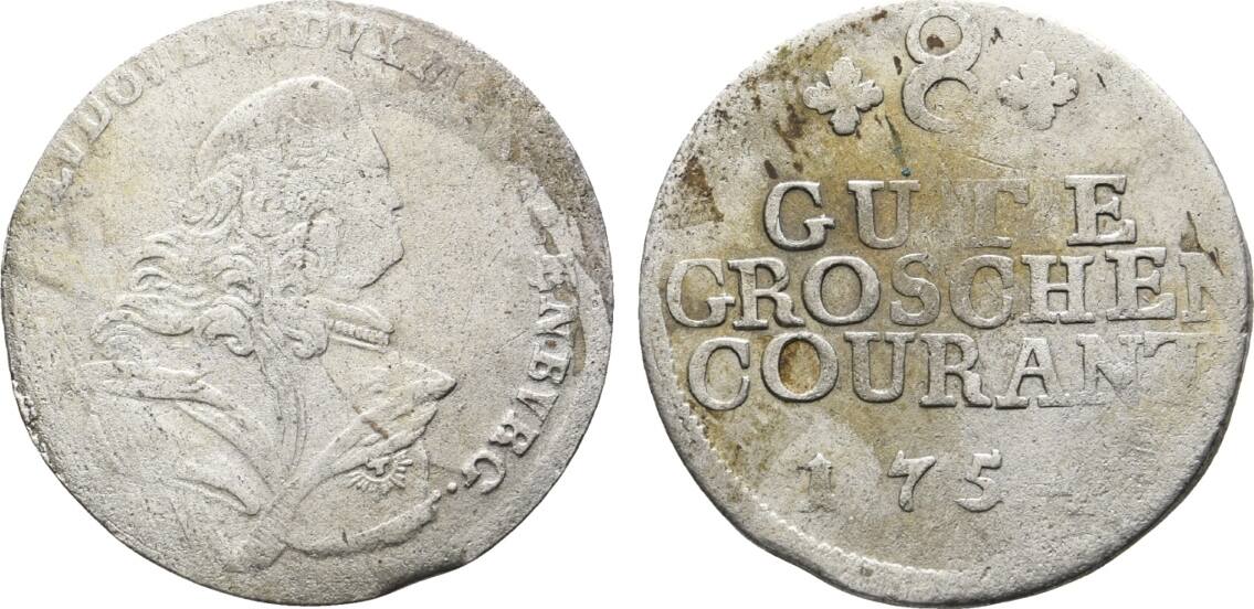 Mecklenburg-Schwerin 8 Gute Groschen 1754 (geprägt 1760) Schwe ...