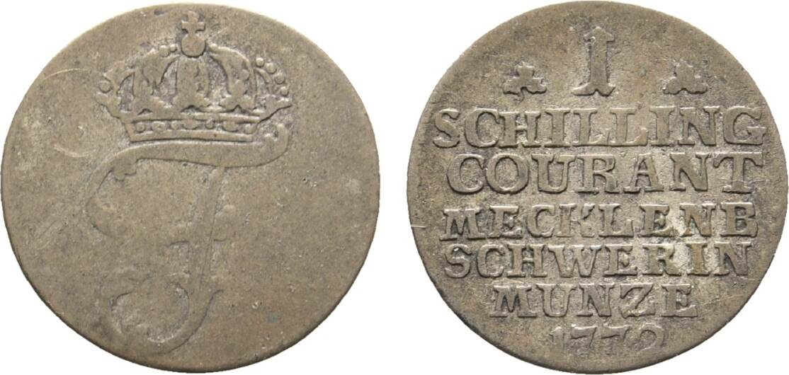 Mecklenburg-Schwerin Schilling 1772 Schwerin Friedrich 1756-1785 Knapp sehr schön | MA-Shops