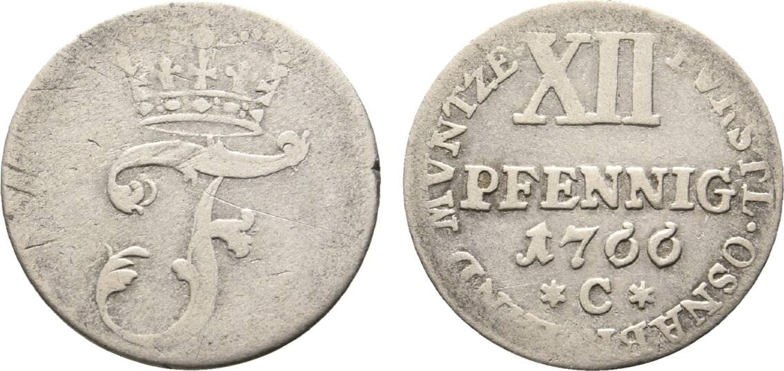 Osnabrück, Bistum 12 Pfennig 1766 C Hannover Friedrich von York 1764 ...