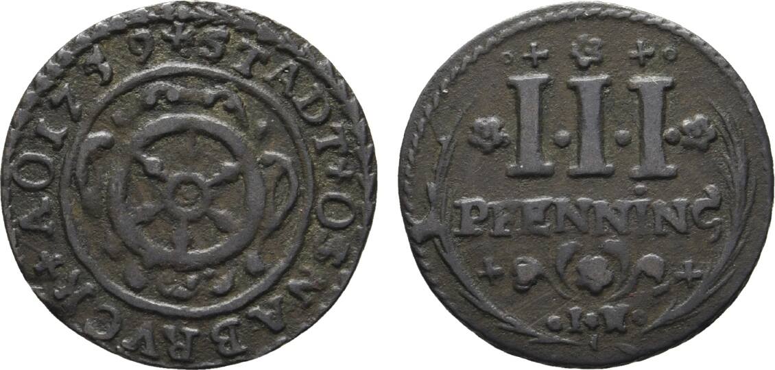 Osnabrück, Stadt Cu 3 Pfennig 1759 IW Sehr schön | MA-Shops