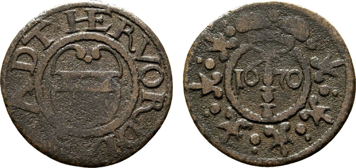 Brandenburg-Preußen Cu 6 Pfennig 1670 Herford Friedrich Wilhelm 1640 ...