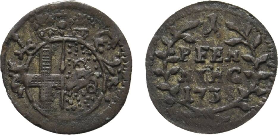 Fulda, Bistum Pfennig 1738 Amandus von Buseck 1737-1756 Sehr schön | MA ...