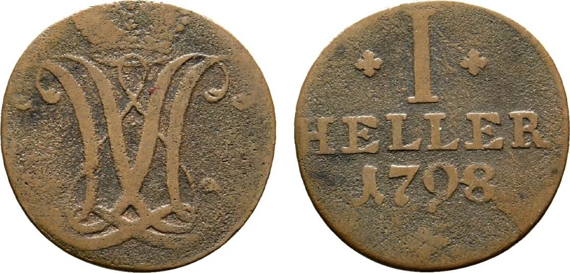 Hessen-Kassel Cu Heller 1798 Wilhelm IX. 1785-1803 Schön - sehr schön | MA-Shops