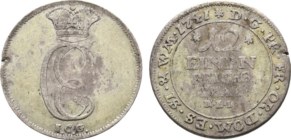 Ostfriesland 1/12 Taler 1741 ICG Esens Karl Edzard 1734-1744 Kl ...