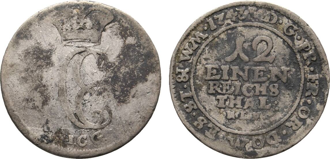 Ostfriesland 1/12 Taler 1743 ICG Esens Karl Edzard 1734-1744 Minimal ...