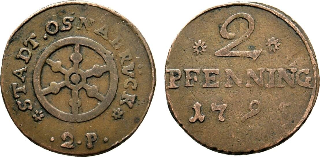 Osnabrück, Stadt Cu 2 Pfennig 1795 Winz. Kratzer, sehr schön | MA-Shops