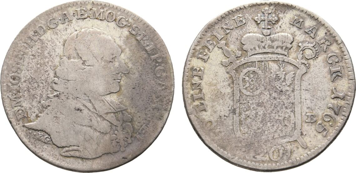 Mainz, Erzbistum 20 Kreuzer (1/6 Taler) 1765 FB/EG Mainz Emmerich ...