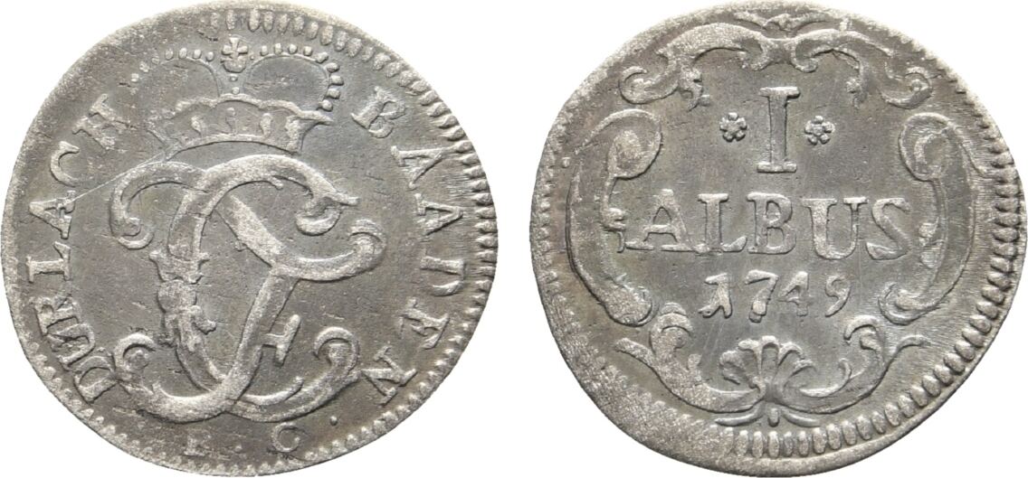 Baden-Durlach Albus 1749 BC Durlach Karl Friedrich 1738-1806 Sehr schön ...