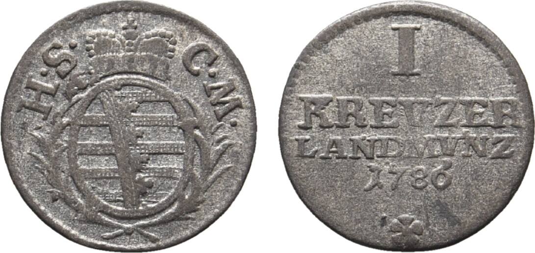 Sachsen-Meiningen Kreuzer 1786 Saalfeld Georg I. 1782-1803 Fast sehr schön | MA-Shops